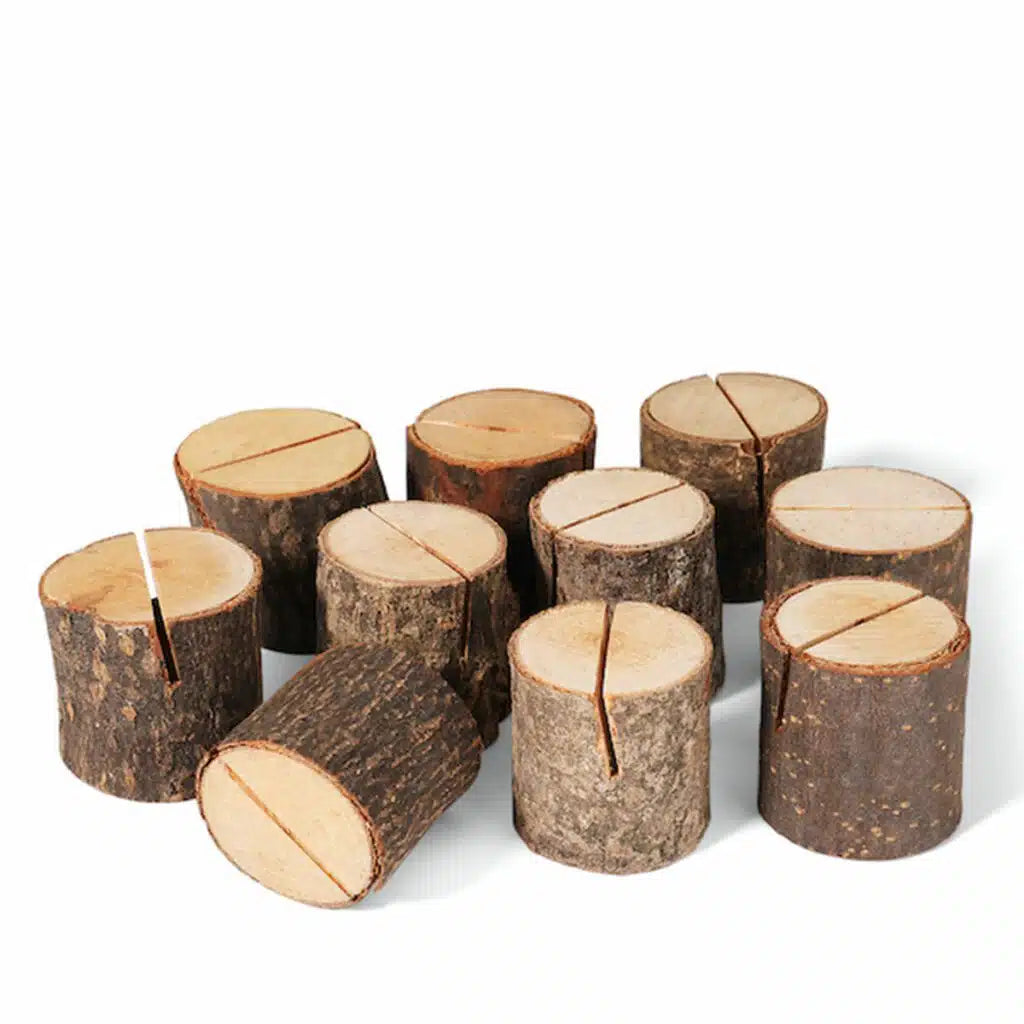 Wood Log Name Card Holders – Mase Events